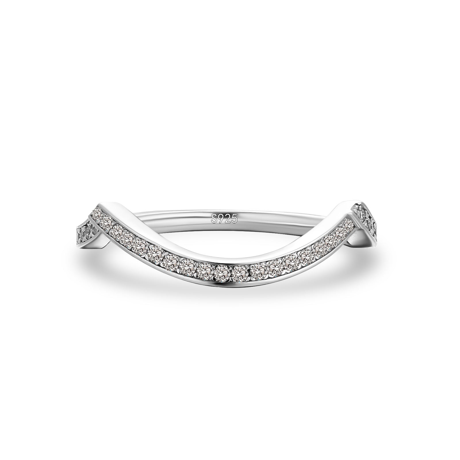 0.5Ct Round Cut White Gold Curve Channel Set Wedding Band In Sterling ...